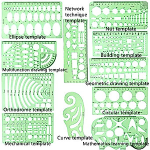 CFTfabMS 15Pcs Geometric Stencils Drawing Templates,Drawing Stencils Drafting Tools with Geometry Set,Circle,Curve Shape Stencils Drafting Tools with Case for Drawing,Design