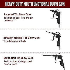 Hausse Heavy Duty Air Compressor Accessory Kit, Air Blow Gun and Air Hose Fittings, 1/4" NPT Air Tool Kit with 116 PSI Rubber Hose Tire Inflator Gauge