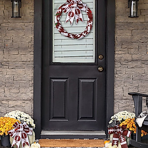 2 Rolls 13 Yards Football Wired Edge Ribbon, 2.5 Inch Brown White Burlap Homecoming Mum Ribbon for Football Sports Gift DIY Wrapping Floral Arrangement Craft Supplies