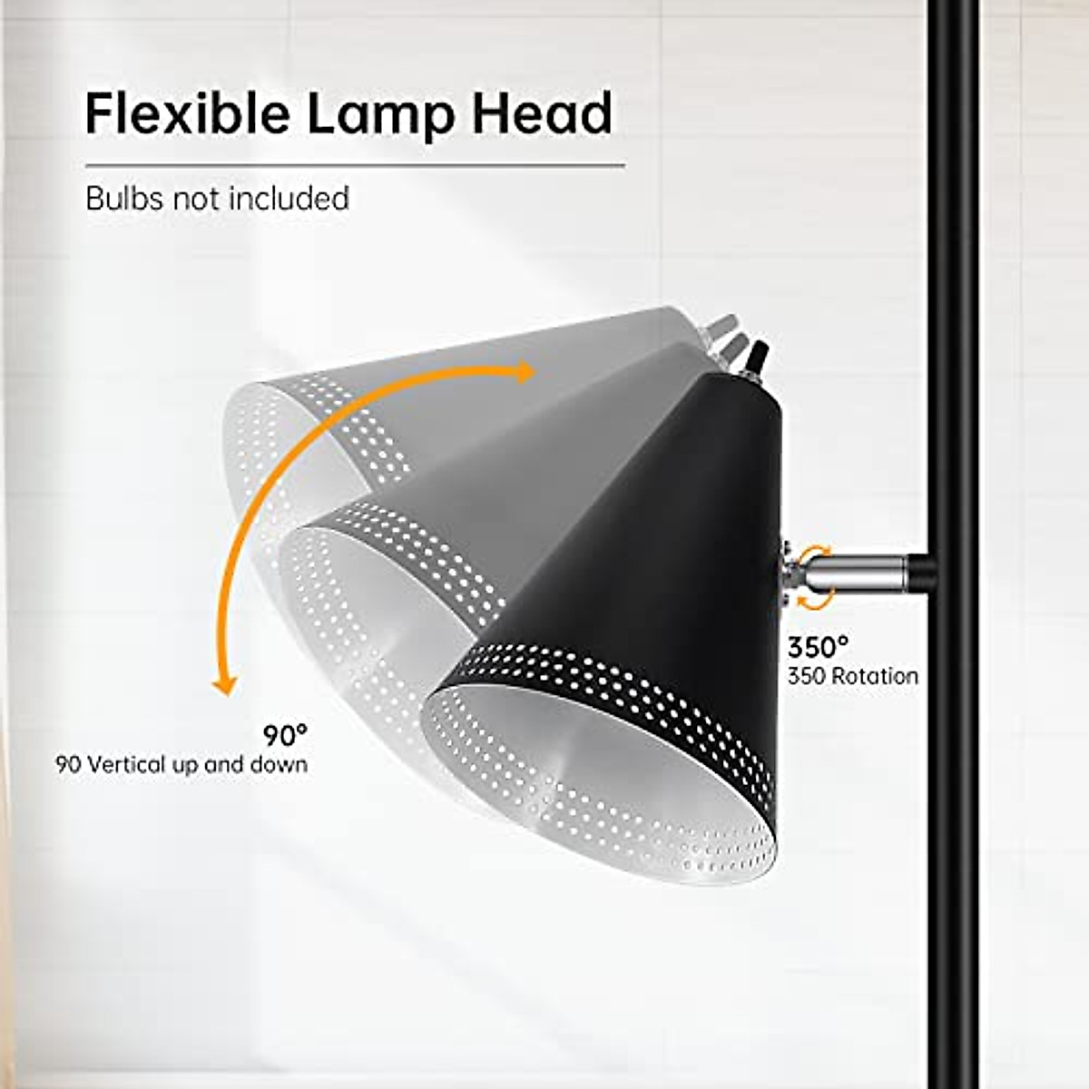 BoostArea Tree Floor Lamp with 3 Adjustable Rotating,Sturdy Industrial Floor Lamp,E26 Socket,Stand Up Tall Pole Lamps for Living Room, Bedroom, Home, Office(No Bulbs)