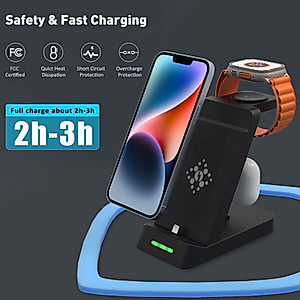 3 in 1 Charging Station for Apple Devices,Multiple Products Charger Dock Stand Adapter for iPhone14/13/12/11/X/8/7,Airpods Pro/3/2/1,Wireless Charger for iWatch Ultra 2/Ultra/9/8/7/6/SE/5/4/3/2 Black