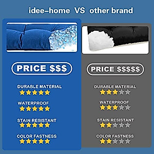 idee-home Outdoor Chair Cushions Set of 2, Tufted Memory Foam Outdoor Cushions for Patio Furniture 19" x 19", Replacement Seat Wicker Chair Cushions 4" Thick, Waterproof Chair Pad for Sofa Couch