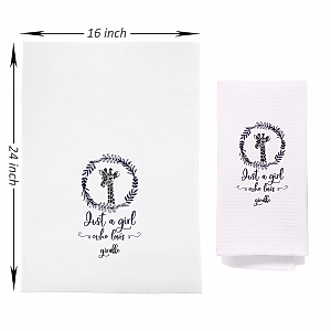NEGIGA Just A Girl Who Loves Giraffe Dish Cloths Towels 24x16 Inch,Flower Giraffe Floral Wild Animal Decor Decorative Dish Hand Towels for Kitchen Bathroom,Giraffe Lover Girls Gifts