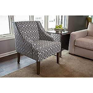 HomePop Swoop Arm Accent Chair, Grey Trellis Medium