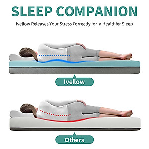 Ivellow Memory Foam Mattress Topper Queen Size Cooling 3 Inch Gel Mattress Pad Cover with 8"-21" Deep Pocket for Back Pain Queen