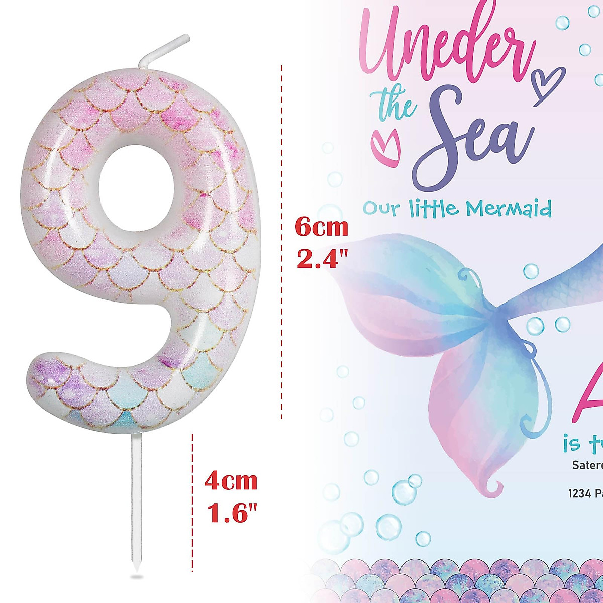 Pink Purple Mermaid Birthday Candles Numbers 3 Candle, Mermaid Birthday Decorations for Girls, Happy 3rd Birthday Candles for Cake, Birthday Cake Candle Mermaid Cake Toppers Birthday Party Supplies