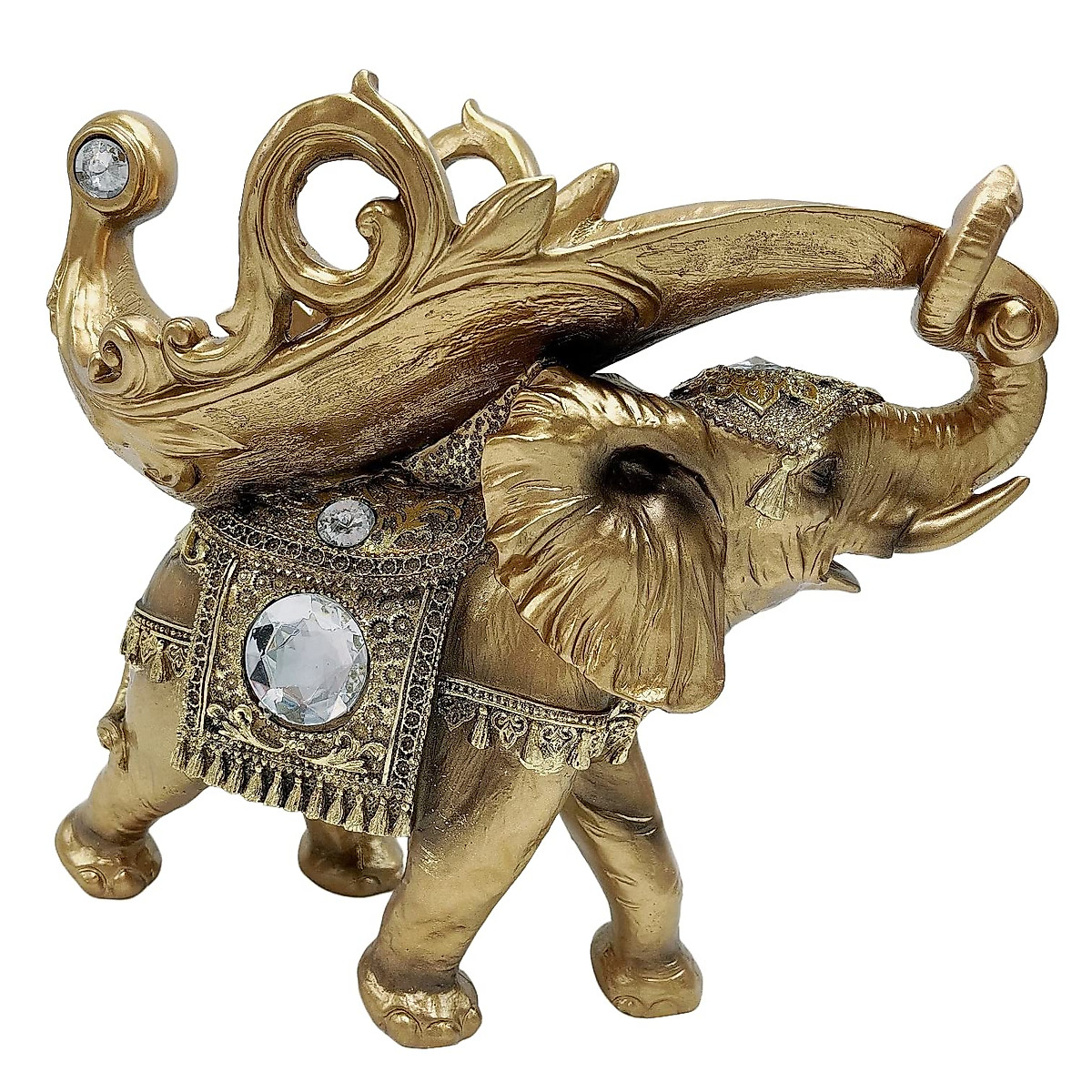 ICE ARMOR George S. Chen Imports Golden Thai Elephant Wine Holder 11 1/4" Wide Statue Figurine (7888216)