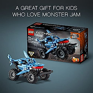 LEGO Technic Monster Jam Megalodon 42134 Set - 2 in 1 Pull Back Shark Truck to Lusca Low Racer Car Toy, Summer DIY Building Toy Ideas for Outdoor Play for Kids, Boys, and Girls Ages 7+