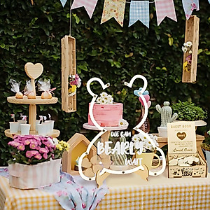 Dosayes Bear Baby Shower Guest Book Alternative with Pen We Can Bearly Wait Acrylic Sign in Book Gender Reveal Teddy Baby Shower Decorations