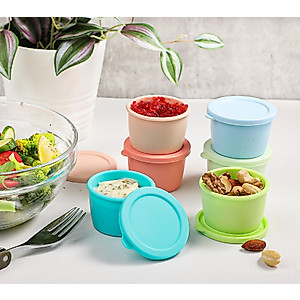Webake 2.5 oz Salad Dressing Container to Go, 6 Pack Silicone Sauce Container with Lids, Leakproof Condiment Container Fits in Bento Box for Lunch, Reusable Sauce Cups for Office, Travel, Picnic