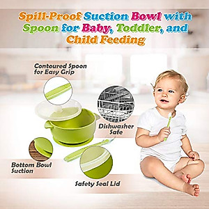 Sperric Silicone Suction Baby Bowl with Lid - BPA Free - 100% Food Grade Silicone - Infant Babies And Toddler Self Feeding