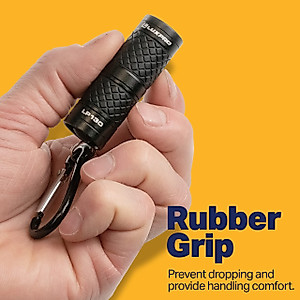 LUXPRO 40 Lumen Keychain Focus Mini LED Flashlight - Features Aircraft-Grade Aluminum and Rubber Grip - Gift for Kids with a Matching Carabiner Clip - Batteries Included - 4 Pack