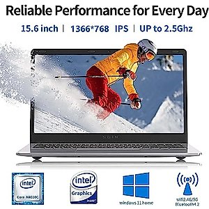 SGIN 15.6 Inch Laptop, 4GB DDR4 128GB SSD Windows 11 Laptops with Intel Celeron Quad Core J4105(up to 2.5 GHz), Intel UHD Graphics 600, Mini HDMI, WiFi, Webcam, USB3.0, Bluetooth 4.2