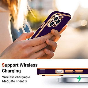 Teageo Compatible with iPhone 13 Pro Max Case for Girl Women Cute Love-Heart Luxury Bling Soft Cover Raised Camera Protection Bumper Silicone Shockproof Phone Case for iPhone 13 Pro Max, Dark Purple