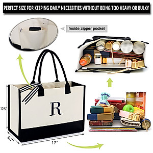 BeeGreen Personalized Beach Tote Bags For Ladies Coworker Canvas Tote With Pocket Embroidery Birthday Gift for Women Mom Unique Inspirational Gifts For Teachers Gofts Basket For Friend R