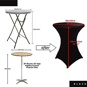 HAORUI 10pcs Stretch Cocktail Tablecloth 30" Spandex DJ Table Cover for Craft Exhibitions Wedding Party Show (30” Black)