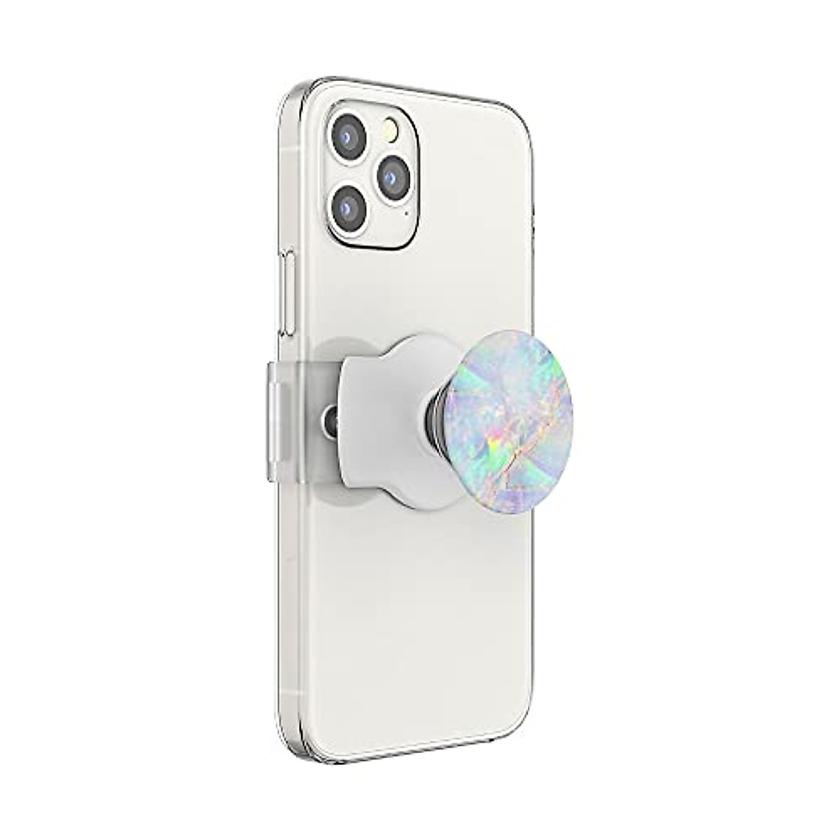 PopSockets: Phone Grip Slide for Phones and Cases, Sliding Phone Grip with Expanding Kickstand, Square Edges - White Opalescent