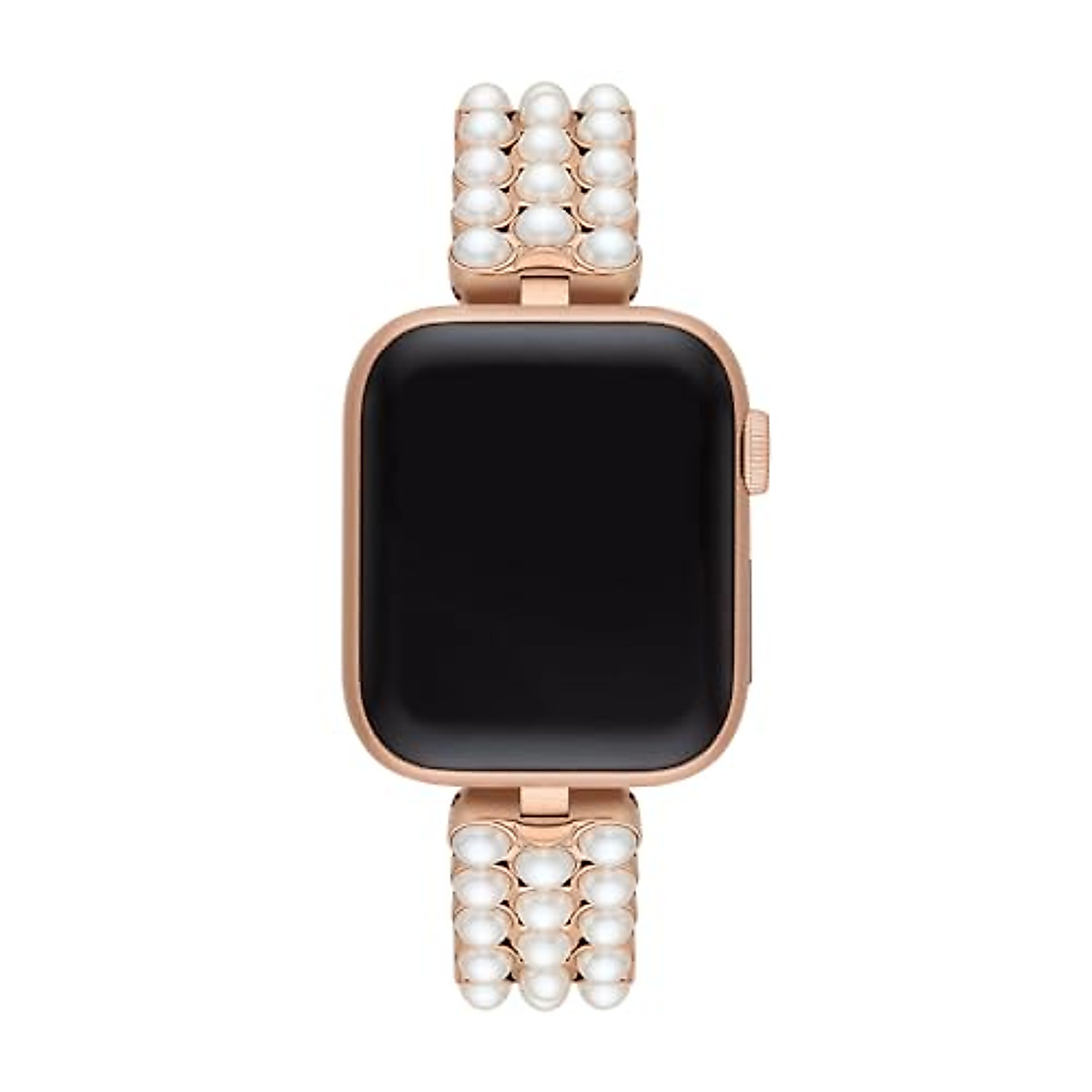 kate spade new york rose gold-tone stainless steel IP and white faux pearls band for apple watch®, 38/40/41mm (Model: KSS0126)