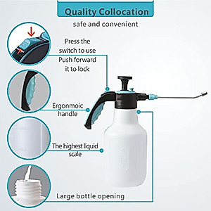 Itisll Manual Garden Sprayer Hand Lawn Pressure Pump Sprayer Safety Valve Adjustable Brass Nozzle with Extended Spray Wand, Durable Polyethylene Rod 0.5 Gal