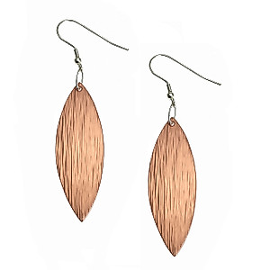 Copper Bark Leaf Drop Earrings - Handmade Copper Earrings - Jewelry Gifts for 7th Wedding Anniversary