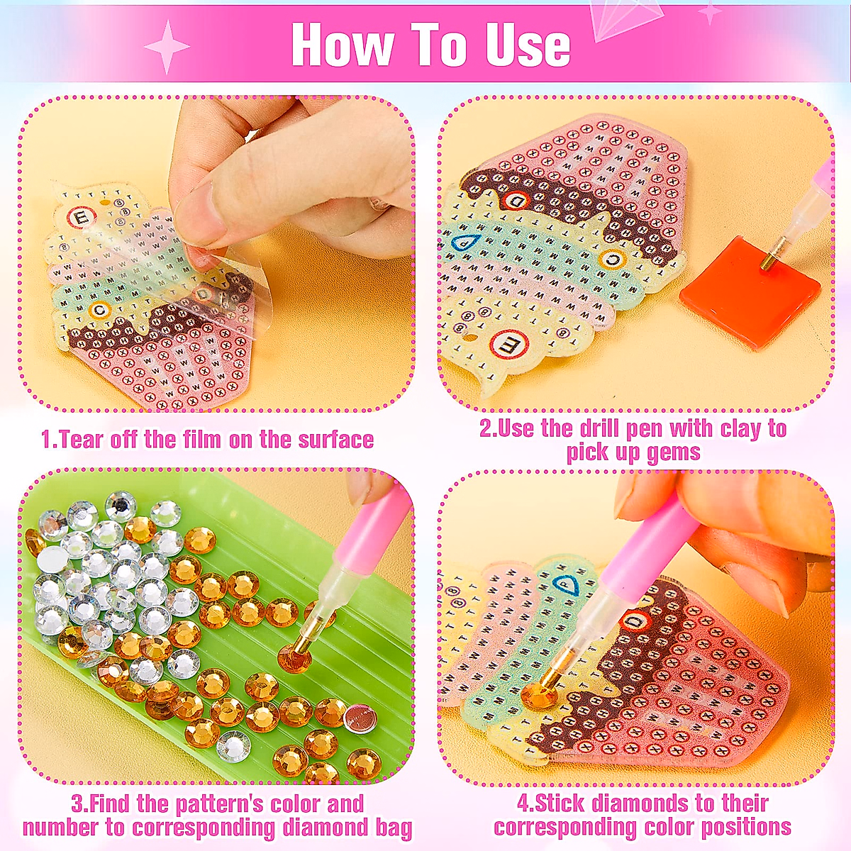 MTLEE 10 Sets Arts and Crafts for Kids Ages 8-12 5D Diamond Painting Keychain Kits Gem Art Kits for Girls Crafts Gem Painting Kits Diamond Art Gift Idea for Age 4, 5, 6, 7, 8, 9, 10-12 (Sweets)