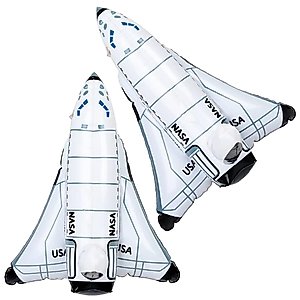 ArtCreativity Space Shuttle Inflates, Set of 2, Inflatable Astronaut Toys for Kids, Decorations for Outer Space Themed Parties, 14 Inch Long Party Inflates, Fun Pretend Play Accessories
