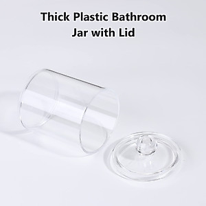 4 Pack Qtip Holder Dispenser for Cotton Ball, Round Swab Holder, Acrylic Clear Apothecary Jars for Bathroom Canister Accessories Storage Organizer