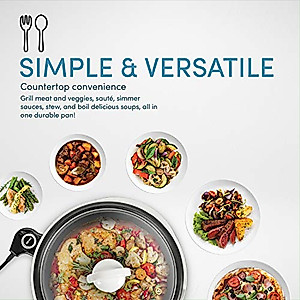 Aroma Housewares ASP-137 Grillet 3Qt. 3-in-1 Cool-Touch Electric Indoor Grill Portable, Dishwasher Safe, 3-Quart, White