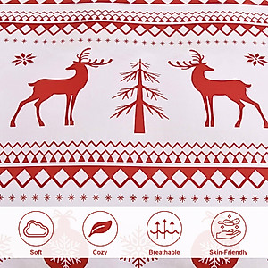 WONGS BEDDING Christmas Duvet Cover Set King Size,3 Pieces Reversible Red Elk Snowflake Pattern Decor Bedding Duvet Cover with Zipper Closure for New Year Holiday, Soft Microfiber Bedding Set 104"x90"