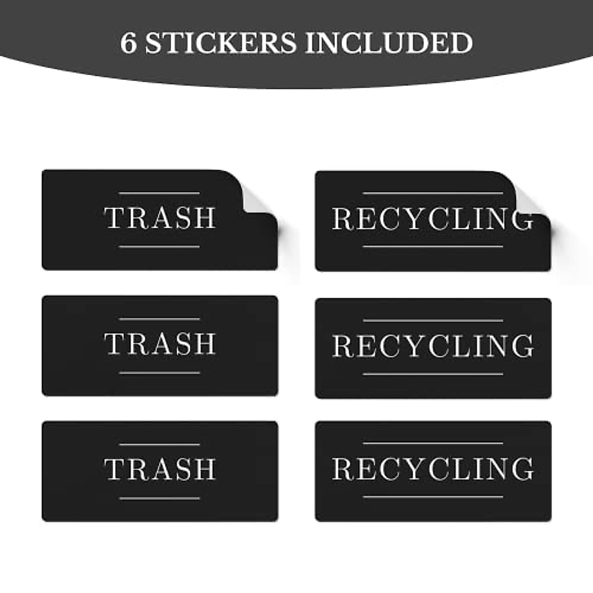 Recycling Stickers for Trash Cans - Set of 6 | Durable Labels