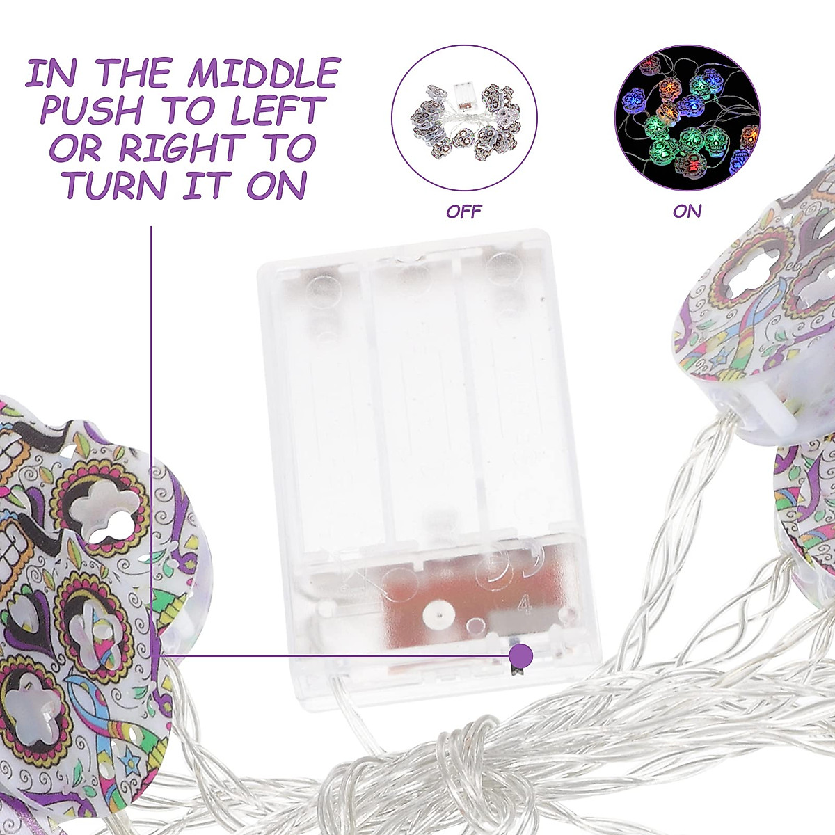 Uonlytech 1pc String Halloween Skull String Lights Halloween Decorations Lights Xmas Party Light Led Cute Lights Indoor Lights for Decoration Festival Night Light Battery Light Pumpkin