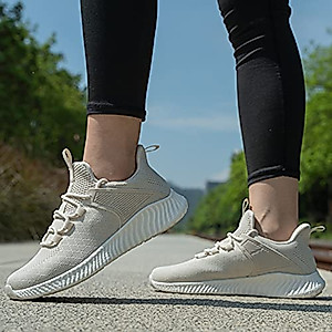 Womens Workout Running Shoes - Breathable Comfortable Lightweight Shoes Tennis Sneakers for Walking Gym Work Beige