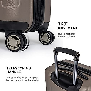 Kenneth Cole REACTION Renegade Luggage Expandable 8-Wheel Spinner Lightweight Hardside Suitcase, Champagne, 24-Inch Checked