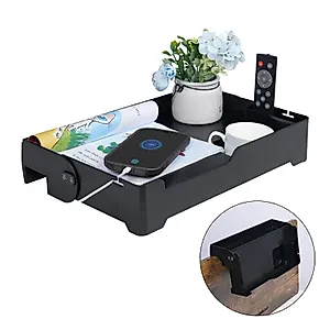 YONGJIA Foldable Bedside Shelf, bunk Bed Tray for top bunk, College, Dorm, Bedroom, Kids bunk Bed, Foldable nightstand for Book, iPhone, Kindle, Water Cup (Black)