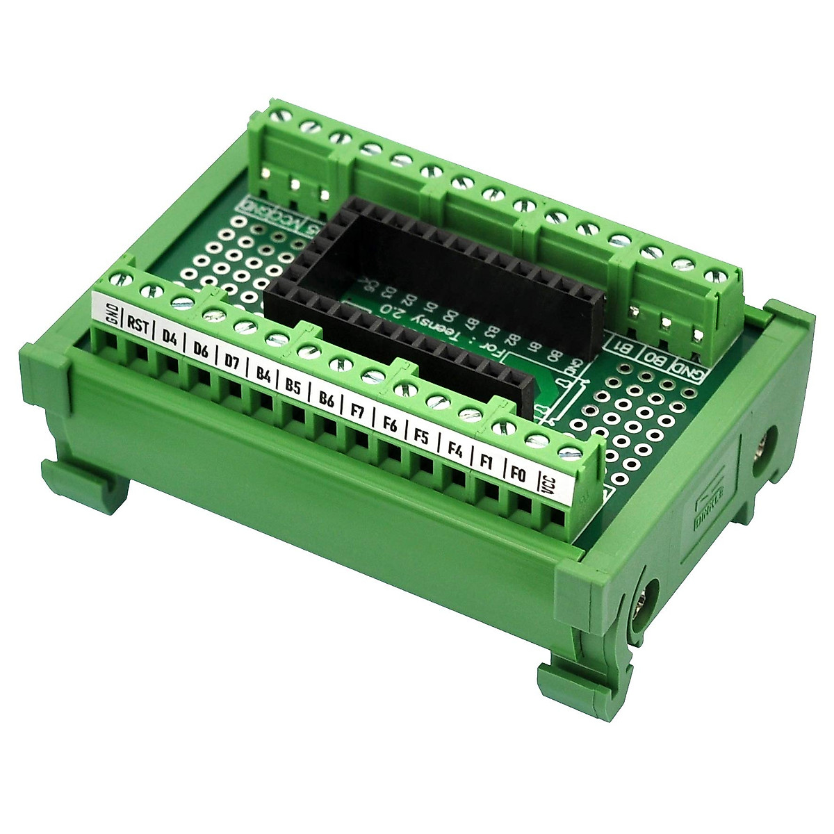 Terminal Block Breakout Board Module for Teensy 2.0, DIN Rail Mount Version