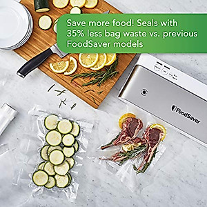 FoodSaver Compact Vacuum Sealer Machine with Sealer Bags and Roll for Airtight Food Storage and Sous Vide, White