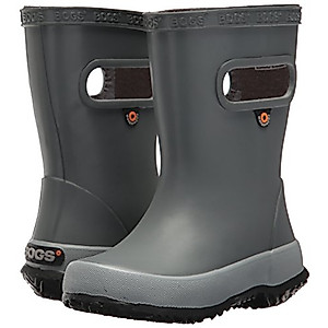 Bogs Kids' Skipper Waterproof Rubber Rain Boot for Boys and Girls,Solid Gray,13 M US Little Kid