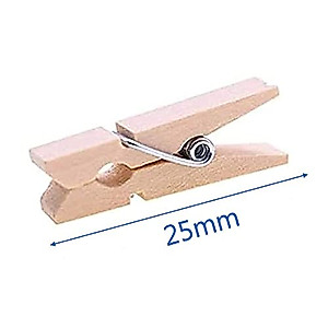 100 Pcs Mini Clothespins, 0.98in (25mm) Natural Wooden Clothespins, Multi-Function Clothespins Paper Photo Pins, Tiny Craft Clips