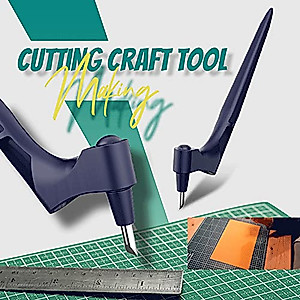 DCH Craft Cutting Tools with 360 Degree Hand Held Carving Pen, 360 Degree Rotating Blade Craft Knife，Art Cutting Tool，Stainless Steel Craft Knives（1 PCS With 3 Blades） (Black)