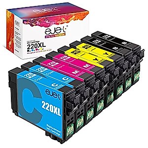 T220 220XL Ink High Capacity Black & Color Cartridge ejet Remanufactured Replacement for Epson 220XL Ink Cartridges 220XL for WF-2760 WF-2750 WF-2650 XP-320 XP-420(2 Black, 2 Cyan, 2 Magenta, 2Yellow)