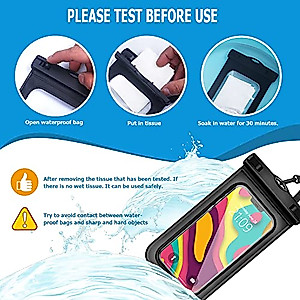 6 pcs Waterproof Phone Pouch Universal Phone Waterproof Case Compatible for iPhone 11 13 12 Max Pro XS Samsung Galaxy s22 s10 Up to 6.9", IPX8 Plastic Cell Phone Dry Bags