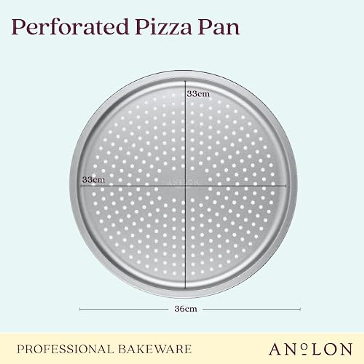 Anolon Pro-Bake Aluminized Steel Bakeware Perforated Pizza Pan, 14 Inch - Silver