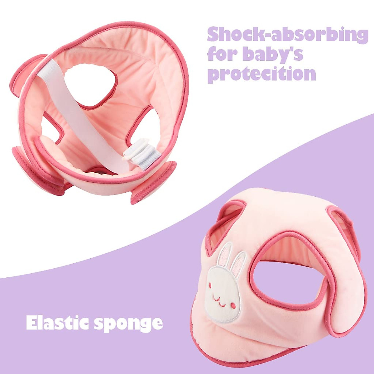 KAKIBLIN Baby Safety Head Support Hat, Infant Breathable Adjustable Safety Protective Cap for Toddlers Learn to Walk, Pink