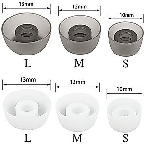 Ear Bud Replacement Pieces Silicone Soft Rubber Earbud Tips Eargel Cover, Compatible with Jabra Elite 75t/ 65t/ Active/ 7 Pro/Elite 3/ Elite S/M/L 6 Pairs Transparent Grey and White