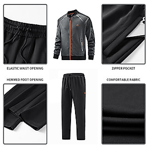 W JIANWANG Track Suits for Men Set Tracksuits Jogging Outfits Casual Sweatsuits 2 Piece Sports Running Joggers Active Jacket and Pants JW-143-XXL