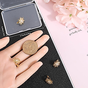 Beebeecraft 1 Box 6Pcs Sun Earring Findings 18K Gold Plated Cubic Zirconia U Shaped Earring Hooks for DIY Jewelry Making Supplies Pin: 0.8mm