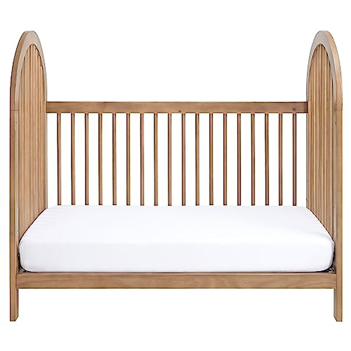 Oxford Baby Everlee Modern High Arch 3-in-1 Convertible Island Crib with Round Spindles, Honey Wood