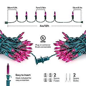 MYGOTO Purple Christmas Lights Outdoor, 2Pack 13Feet 50Count Halloween String Lights Connectable 120V Plug in for Outdoor Indoor Garden Party Christmas Xmas Tree Lights Decor (Purple)
