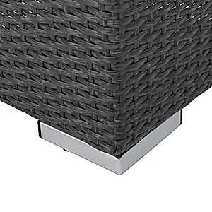 Christopher Knight Home Santa Rosa Outdoor 16" Wicker Ottoman Seat with Water Resistant Cushion, Grey / Silver