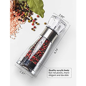 Pepper Grinder or Salt Mill Set Grind Smoothly-Adjustable Coarseness Refillable Pepper Mill Grinder Easy To Clean TREBLEWIND